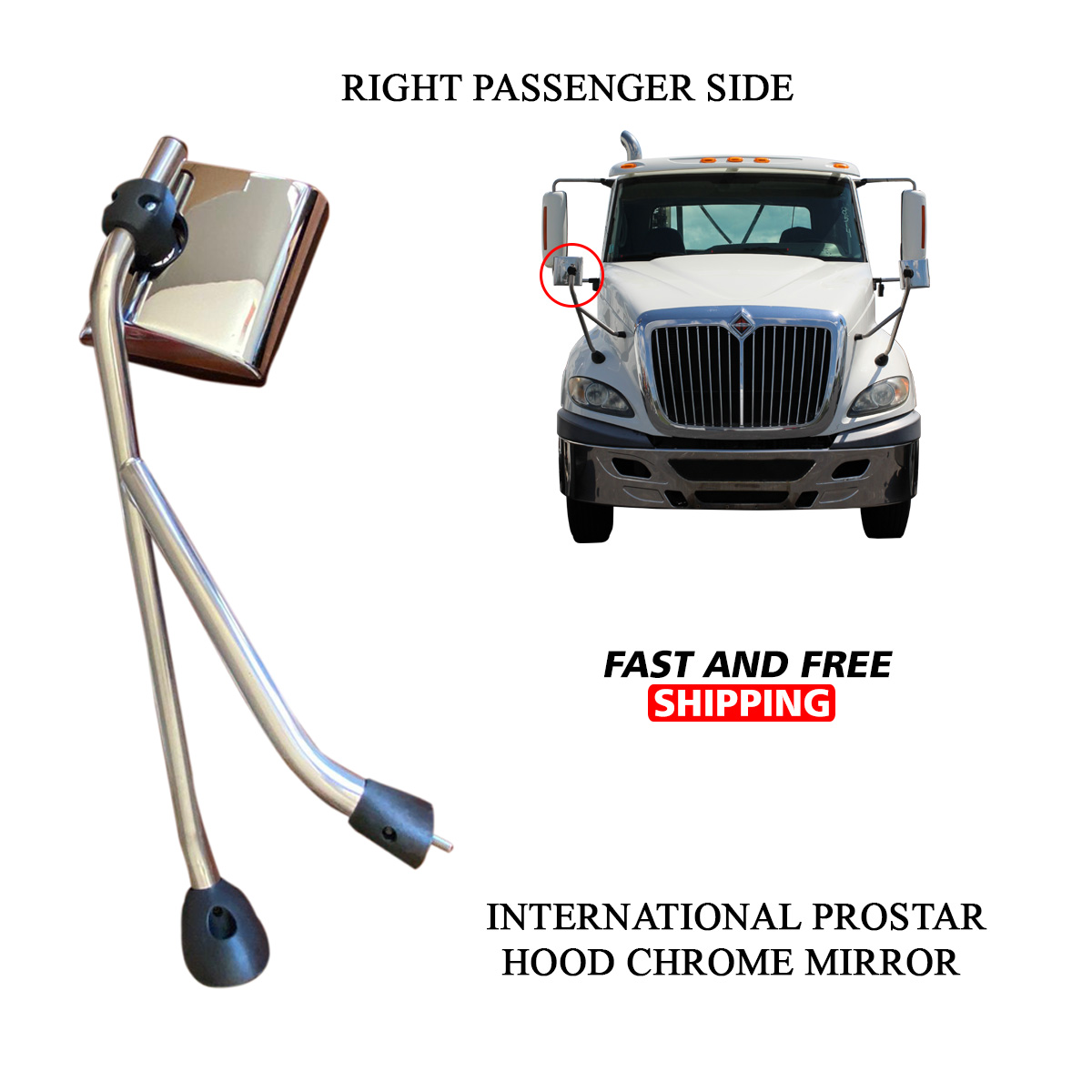 Five Stars Auto Parts | International Prostar Hood Chrome Mirror With ...